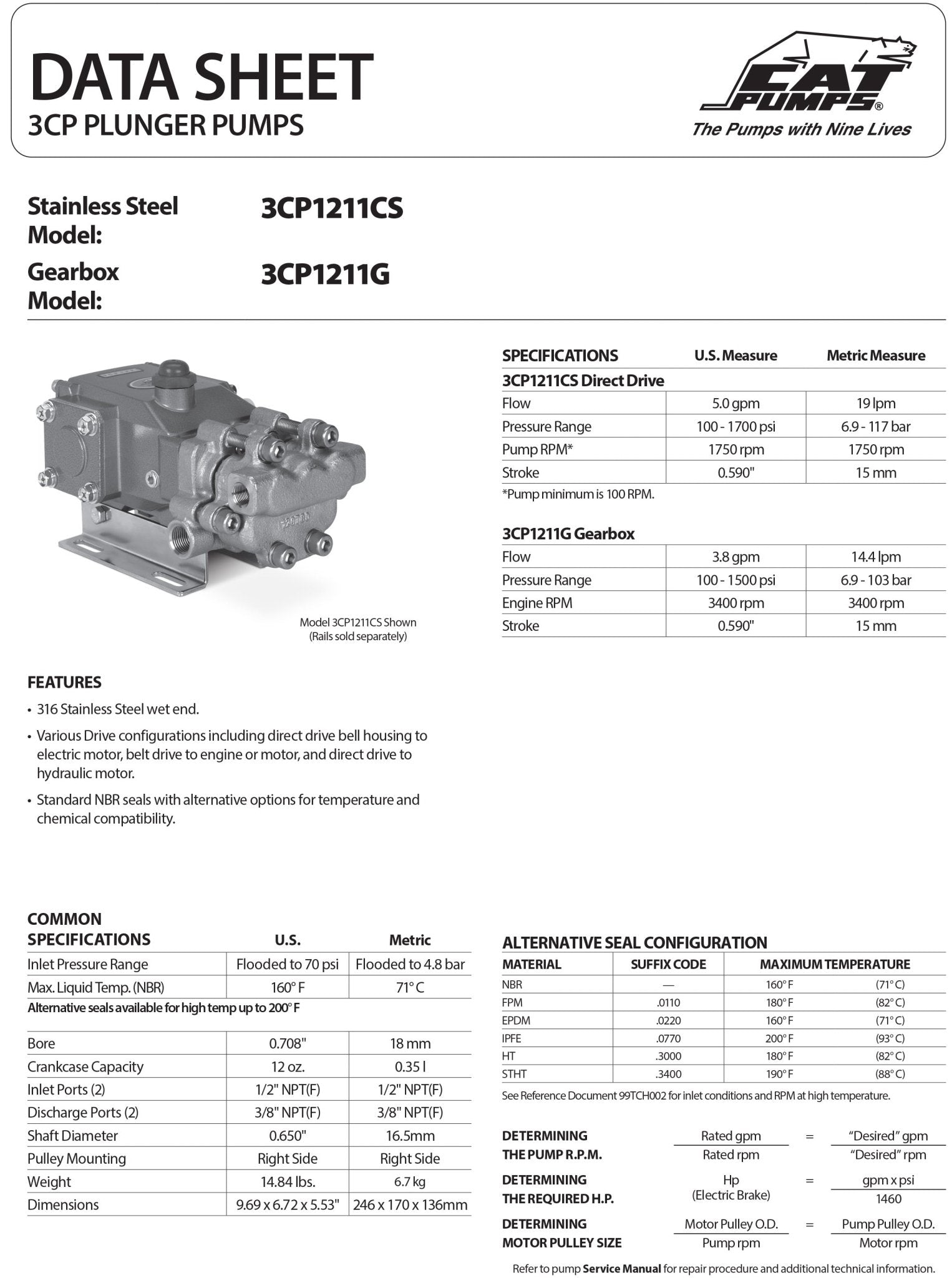Bomba 3550 35PFR BBCP R 10 GPM, 6000 PSI Bombas CAT – Hydrocomponents ...